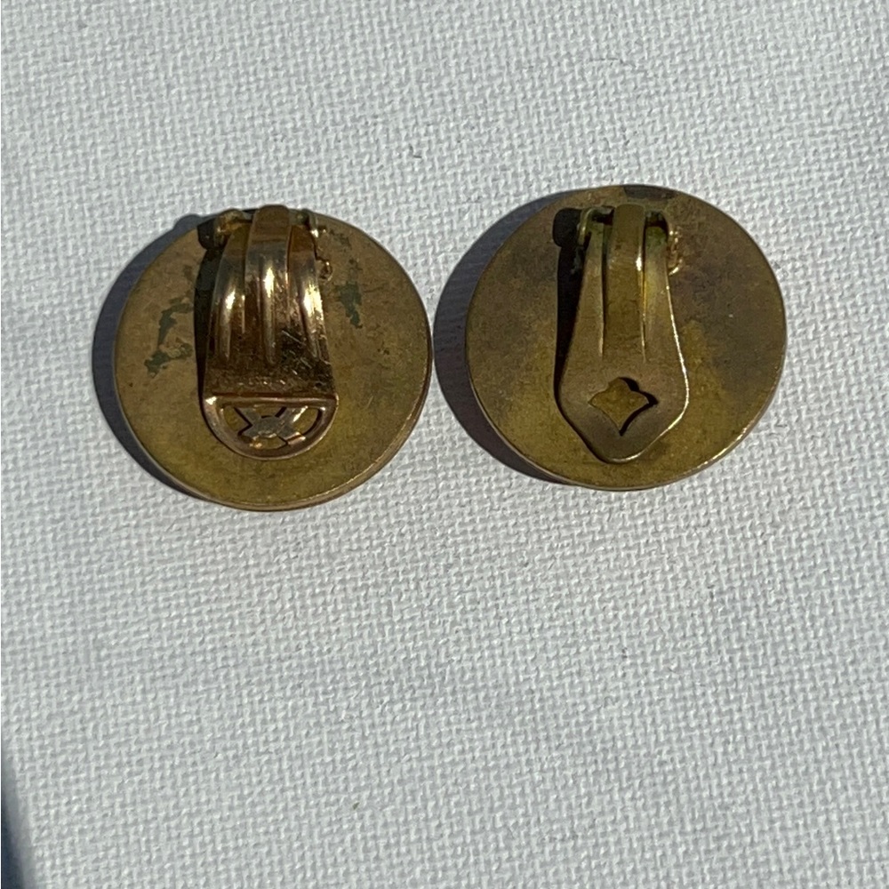Antique Victorian Enamel Button Conversion Earrings - Gem